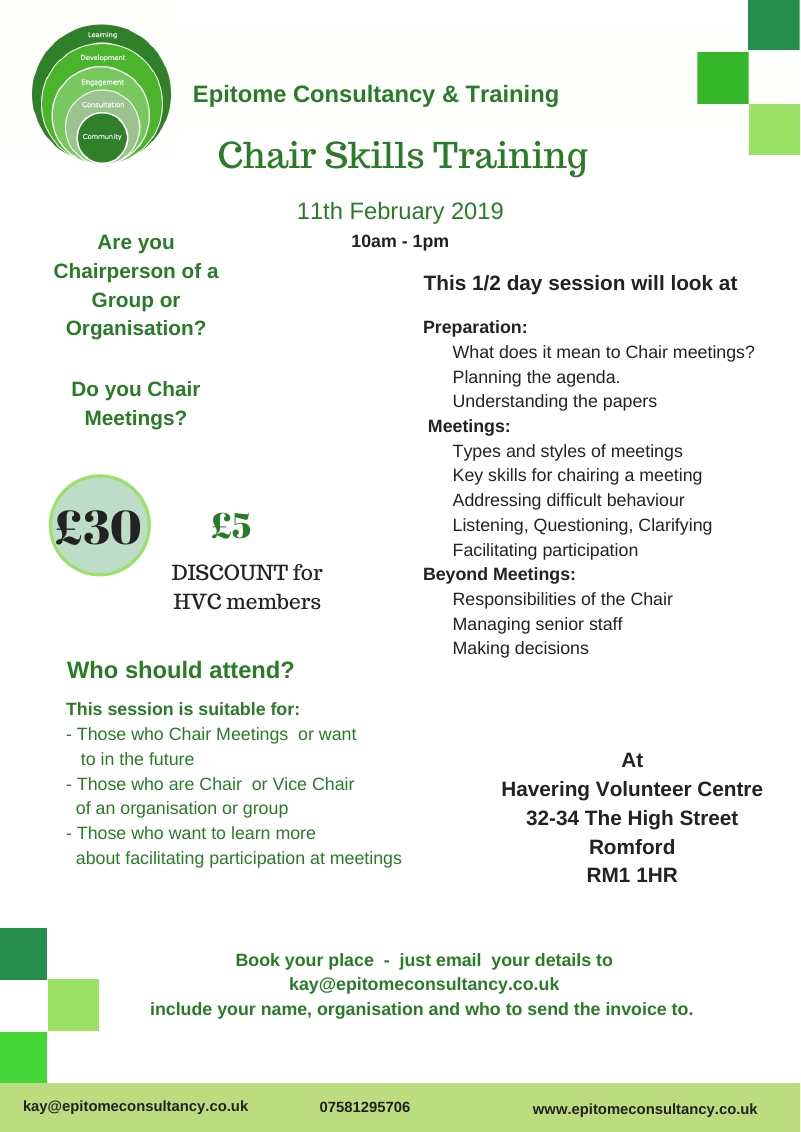 Chair Skills Training | Havering Volunteer Centre
